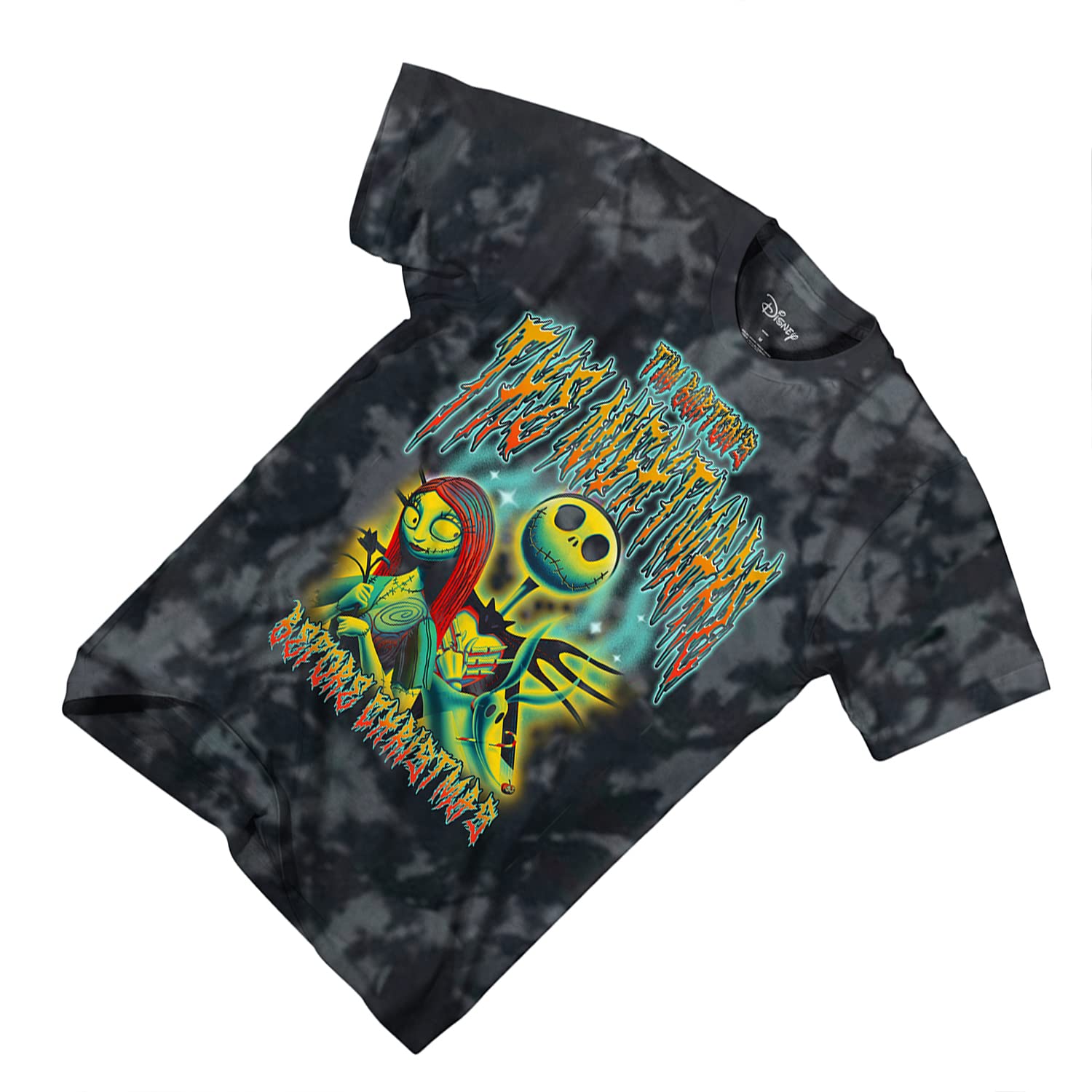 Disney Mens Jack Skellington Shirt - The Nightmare Before Christmas Tee - Jack Skellington Tie Dye T-Shirt (Black Wash, XX-Large)