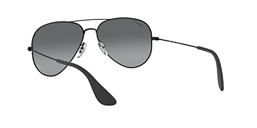 Ray-Ban RB3558 Aviator Sunglasses, Black/Polarized Light Grey Gradient Grey, 58 mm