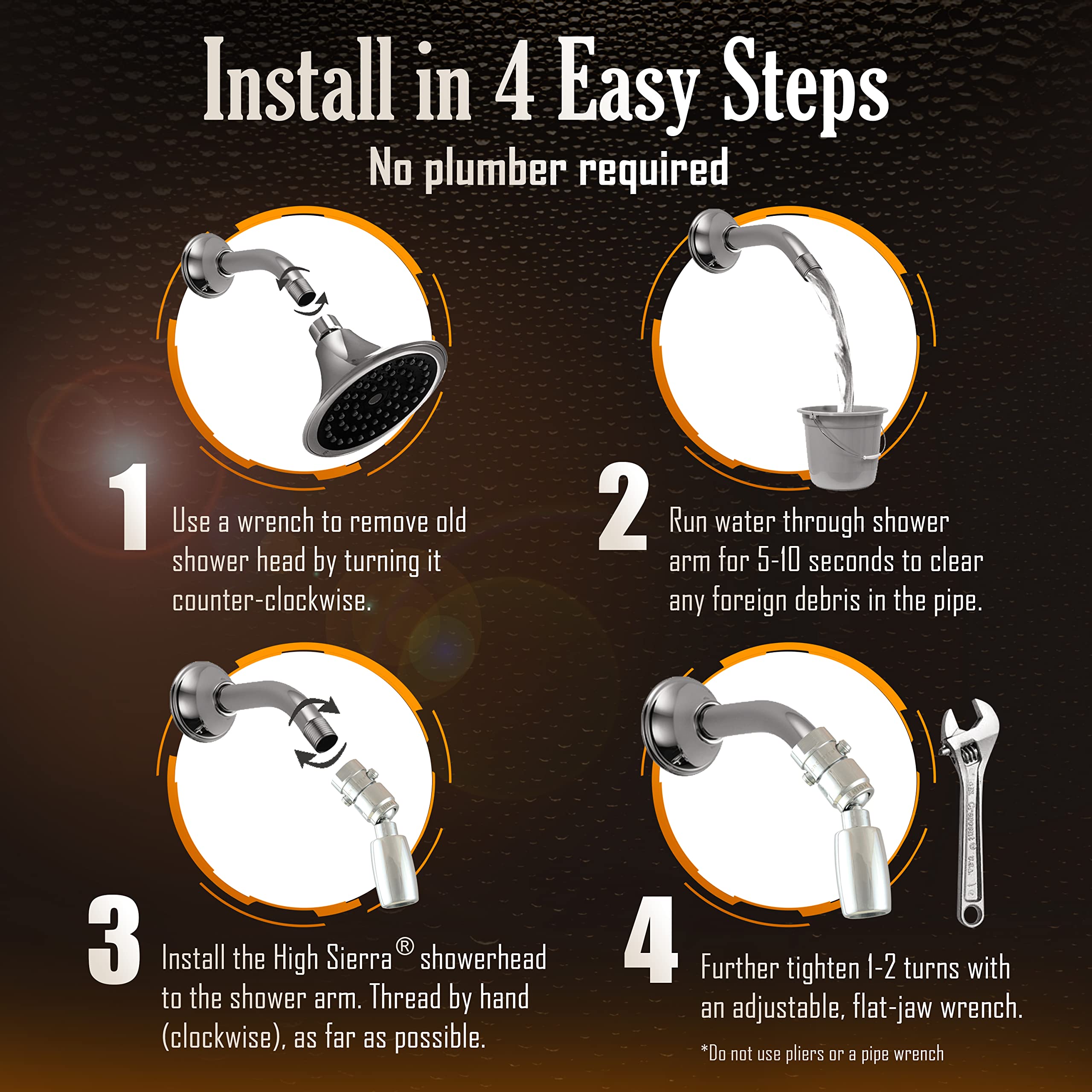 High Sierra's All Metal 2.0 GPM High Efficiency Low Flow Showerhead with Trickle Valve. Available in: Chrome, Brushed Nickel, Oil Rubbed Bronze, Polished Brass, or Matte Black
