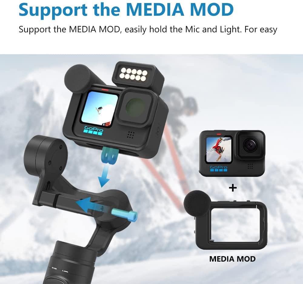 Gimbal Stabilizer,Inkee Falcon Plus Action Camera Gimbal Compatible with GoPro Hero 12/11/10/9/8/7, OSMO Action 3/1,Insta360 ONE R,Support Media Mod, Prvide Extension Rod and Tripod