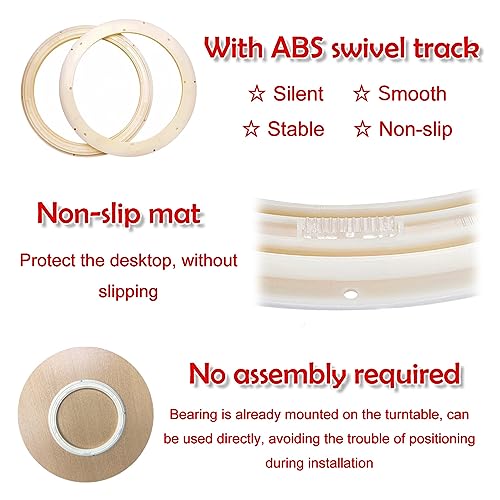 Lazy Susan Tabletop Wooden Turntable 20 24 28 32 36 39 Inch, 360 Degree Smooth Rotation Round Rotating Tray, Easy To Share Food Dining Table Rotating Plate