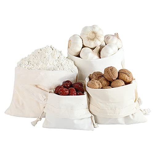 DINYAO Cotton Drawstring Bags Party Christmas Gift Fabric Package Small Pouches 12 pcs (3.5x4.3 inches)