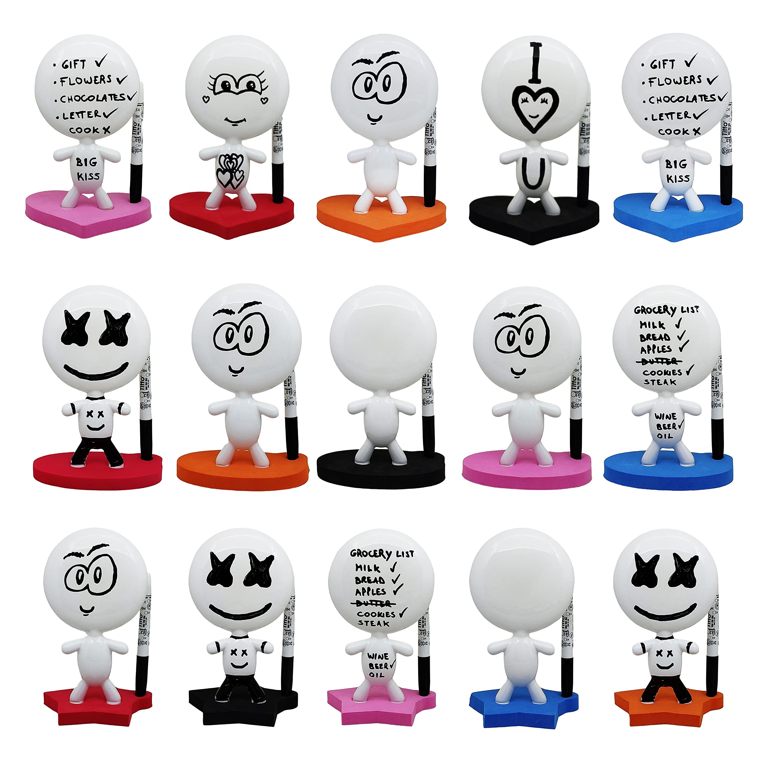 Dry Erase Board - House Deco - Spring Break Gifts - Ceramic Whiteboard Doll - TITTO Original, Draw Your Ideas - Home & Office Decor Design - for Any Desk, Student or Office (Blue)