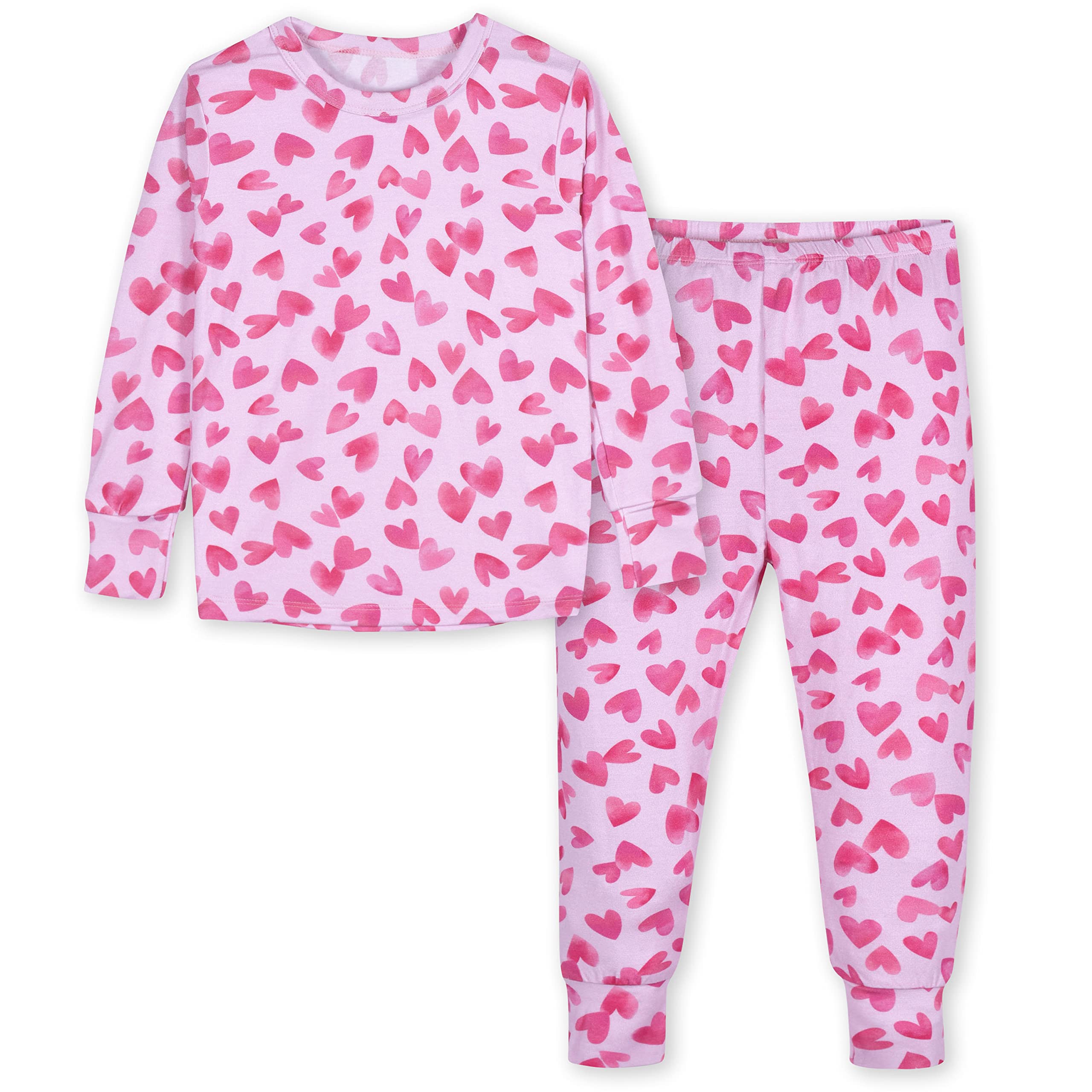 Gerber Unisex Baby Toddler Buttery Soft 2-Piece Snug Fit Pajamas with Viscose Made from Eucalyptus, Heart Felt, 3T