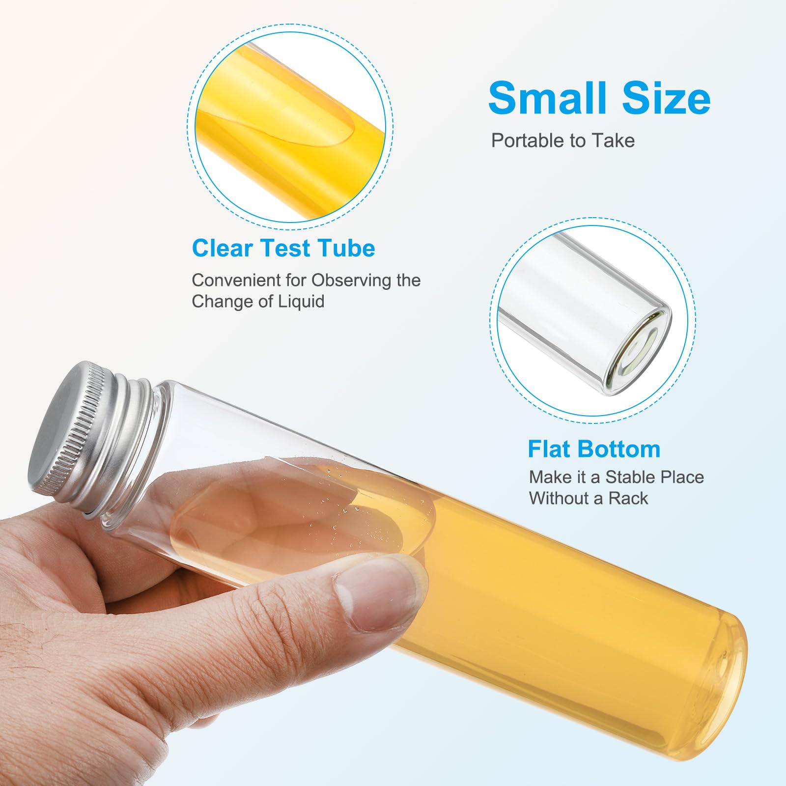 PATIKIL 110ml Test Tubes, 60pcs 5.91x1.34" Plastic Clear Flat Bottom Test Tube Containers with Caps for Bead Party Candy Bath Salt Storage Scientific Experiment Plant Propagation, Silver
