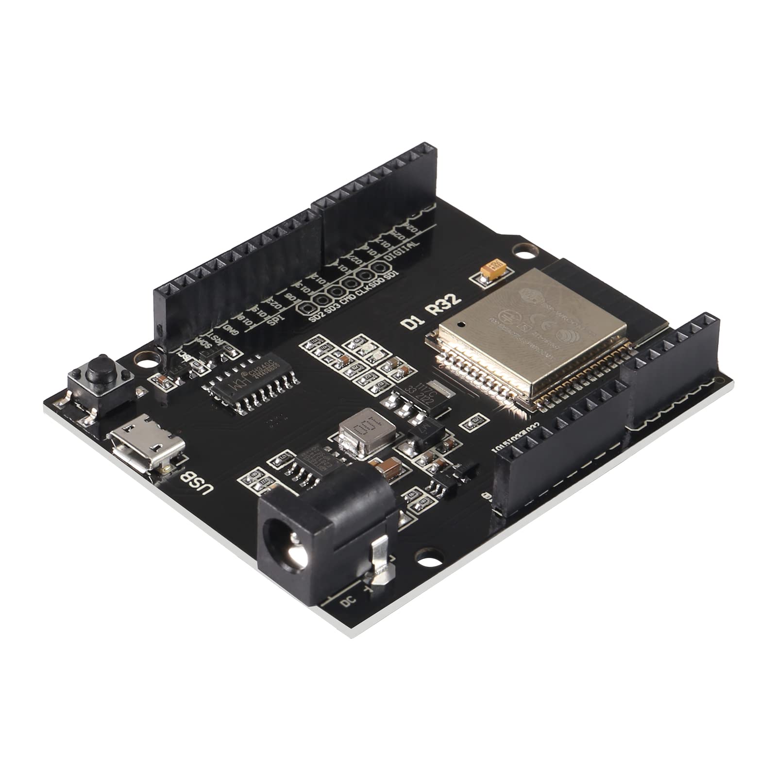 DWEII 2 Pack ESP32 for Wemos D1 Mini for Arduino UNO R3 D1 R32 WiFi Wireless Bluetooth Development Board CH340 4M Flash with Micro USB for Arduino