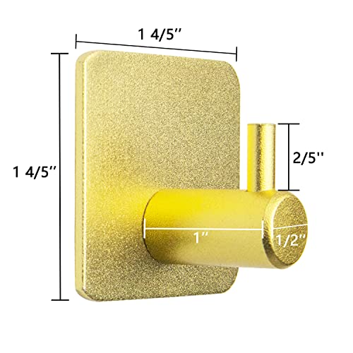 HUFEEOH Adhesive Towel Hooks, Stick on Hooks Adhesive Towel Hanger for Bathroom, Bedroom, Kitchen, Restroom, Hotel and Wall Mounted (16PC, Gold)