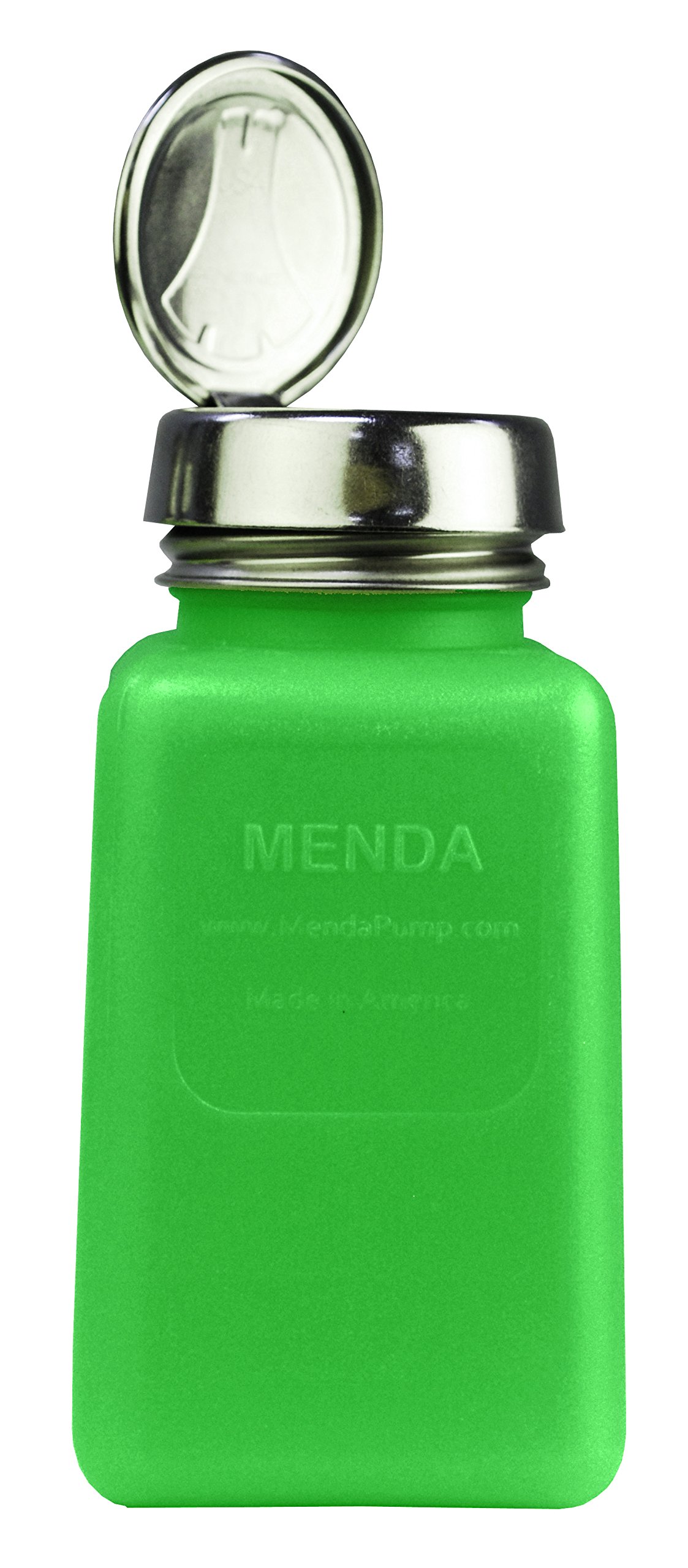 Menda - MDA-5288 35273 One Touch Liquid Dispenser Pump Bottle, ESD Safe, 6 oz. Dissipative, HDPE/Stainless Steel, Green