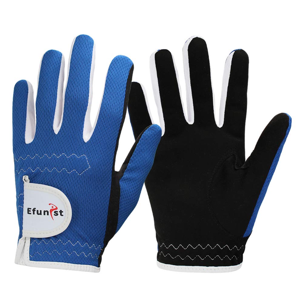 Efunist 1 Pair Junior Kids Youth Toddler Boys Girls Golf Gloves Dura Feel Blue Red Green Left Hand Right Hand (Blue, Medium)