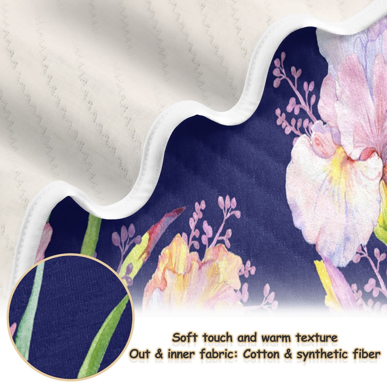 Kigai Hummingbird Iris Flower Baby Blanket, Cozy Throw Blankets for Newborn Infant and Toddler, Soft and Warm Receiving Baby Blanket for Crib Stroller