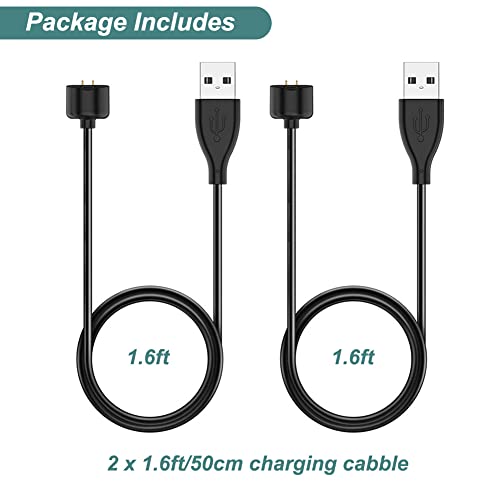 Kissmart Charger for Amazfit Band 5, Xiaomi Mi Band 7/6/5, Replacement USB Magnetic Charging Cable Cord Accessories for Mi Band 7/6/5, Amazfit Band 5 Fitness Tracker [2Pack - 1.6ft/50cm]