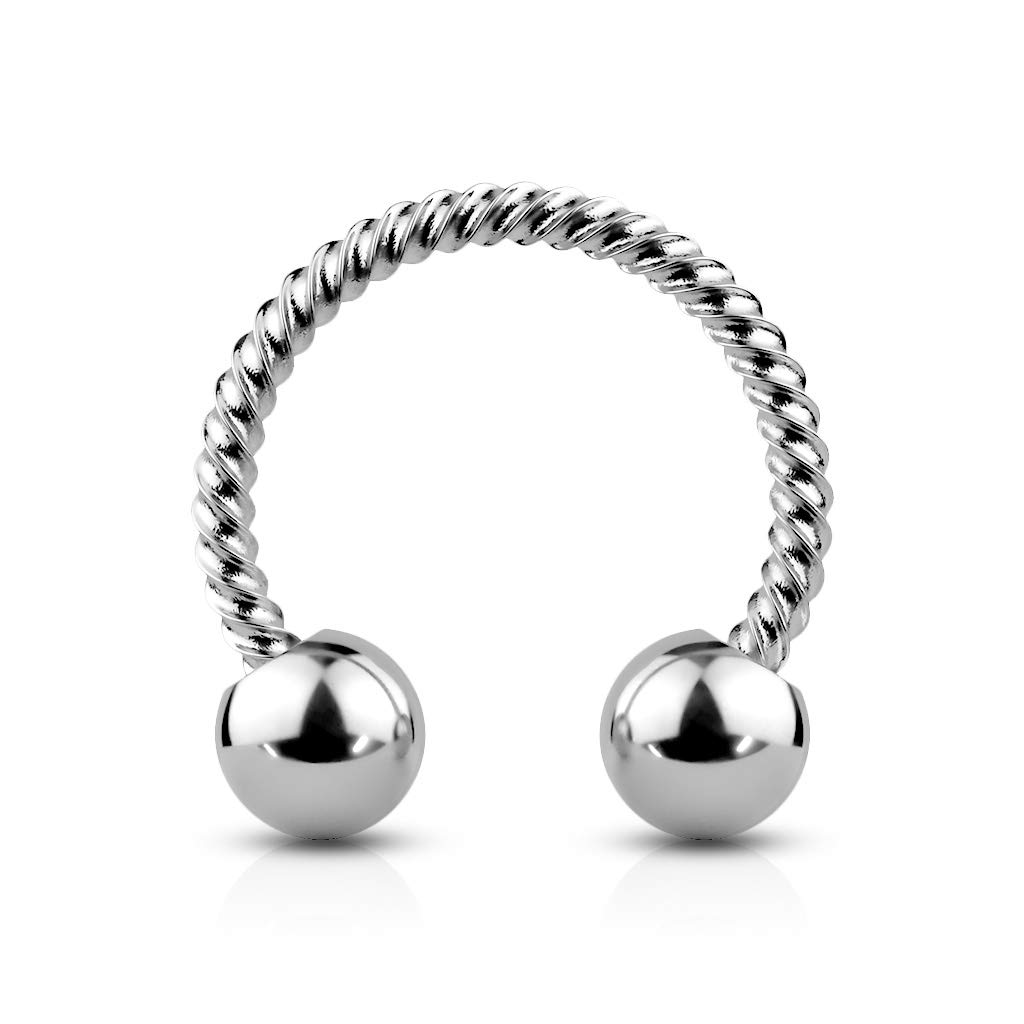 Dynamique Twisted Rope 316L Surgical Steel Horseshoe Barbell For Cartilage, Daith, Nipple, Eyebrow Or Septum (Sold Per Piece)