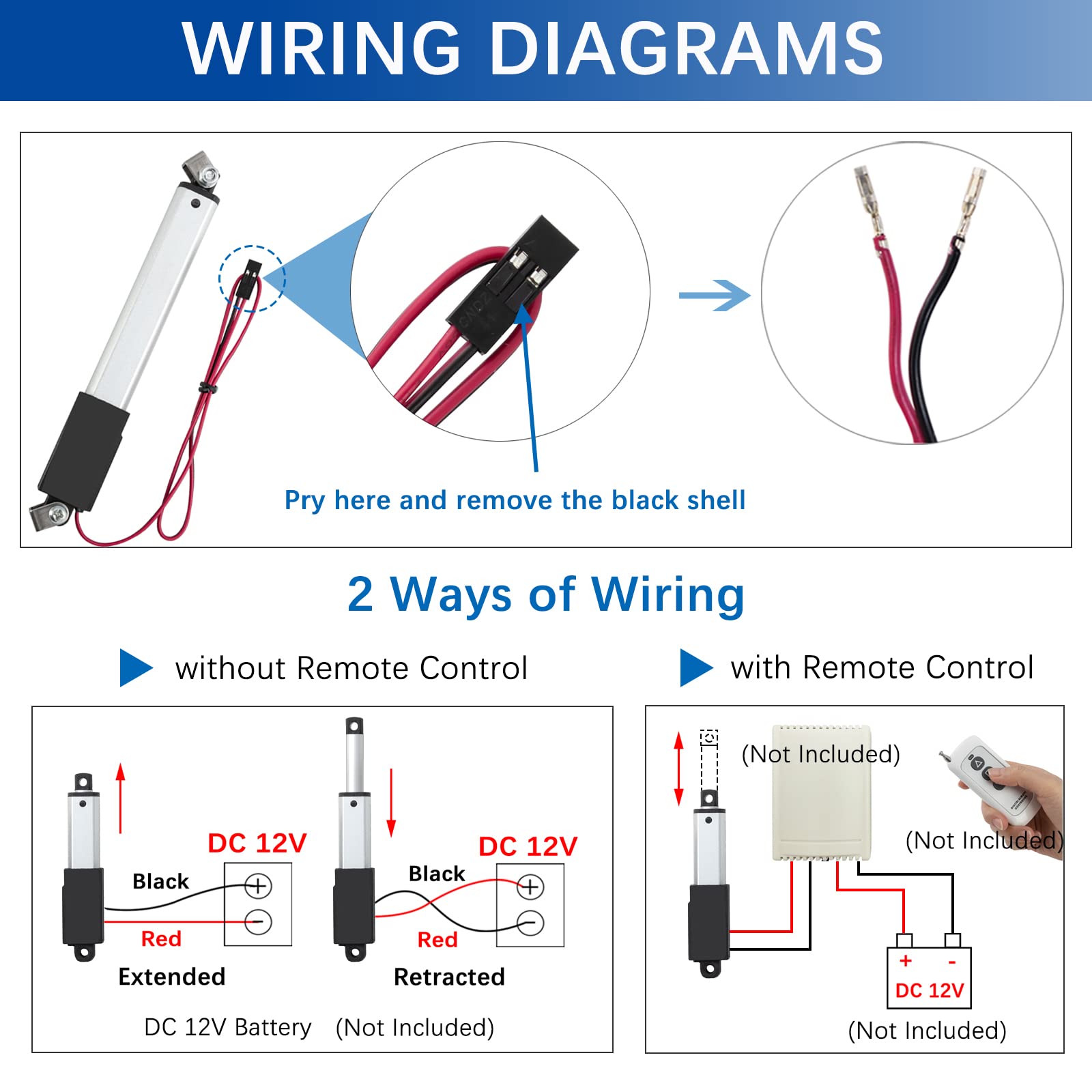 JQDML 4 Inch 4" Stroke Micro Linear Actuator 12V 128N/28.8lbs Speed 0.28"/sec with Mounting Brackets for Cabinets, Robotics, Home Automation and Toys