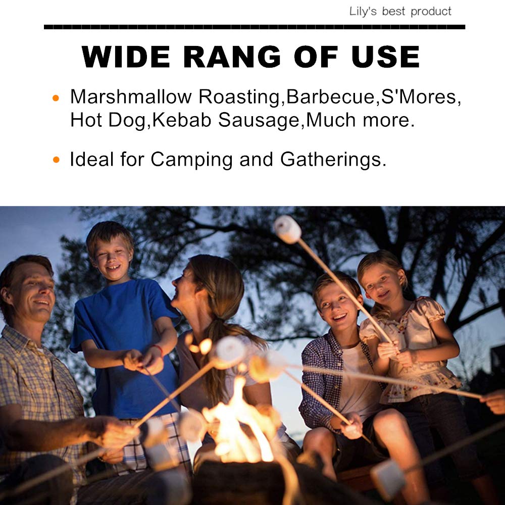 HOPELF 36" Natural Bamboo Skewers Sticks for Marshmallows,S'Mores,BBQ,Kabob,Grilling,Barbecue,Roasting,Camping.More Size Choices 6"/8"/10"/12"/14"/30"(100 PCS)