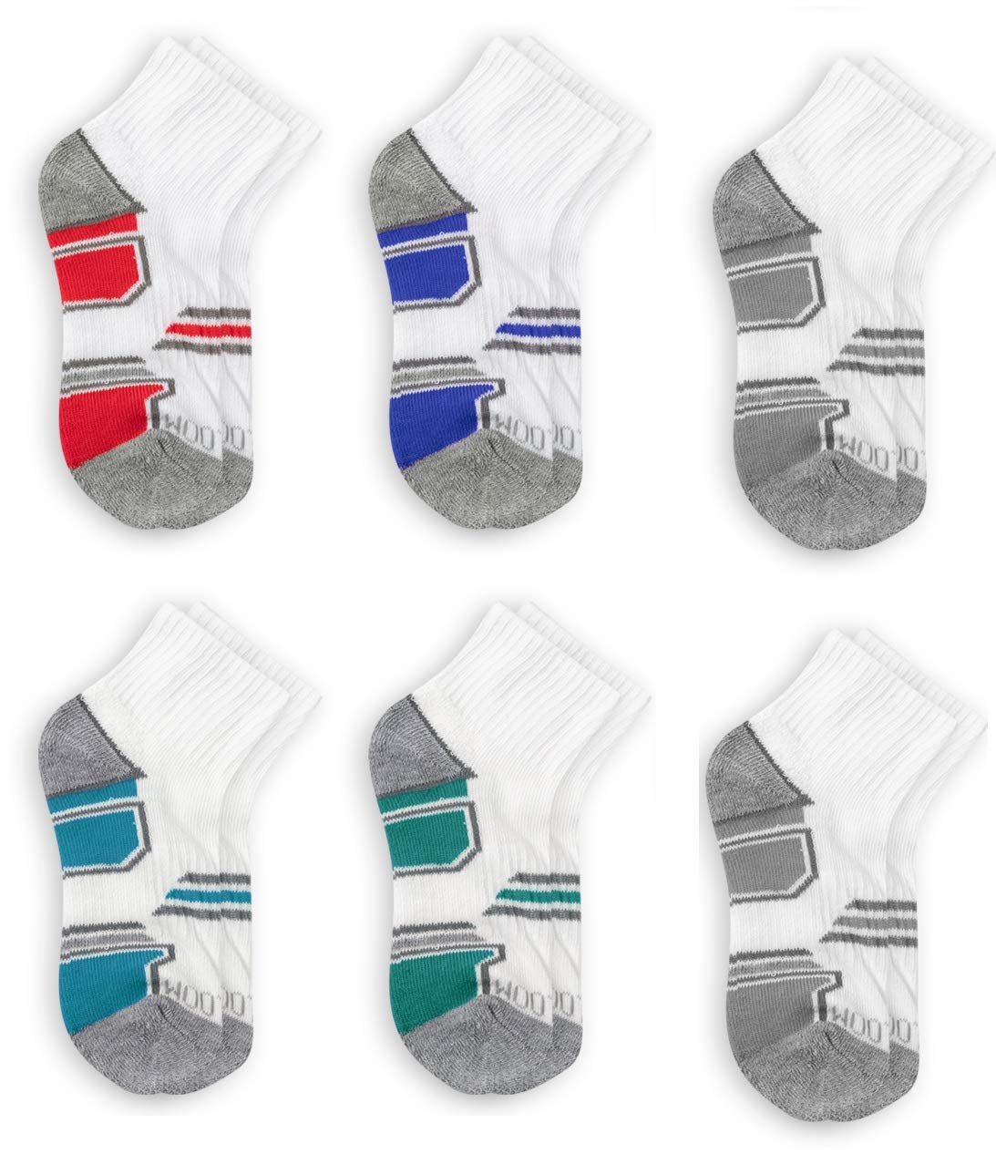 Fruit Of the Loom Boys' Everyday Active Ankle Socks (12 Pack), White, Large
