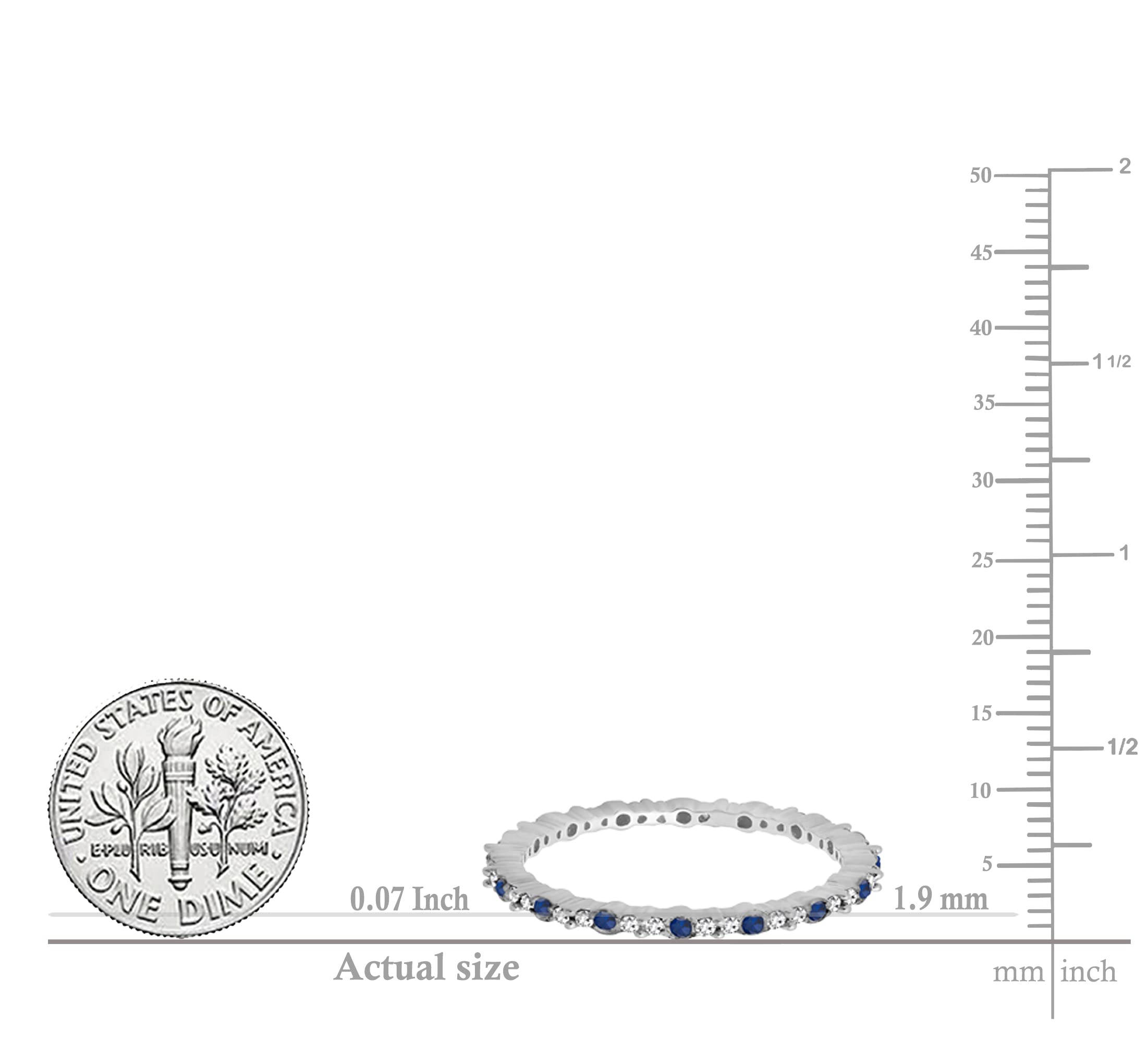 Dazzlingrock Collection Round Blue Sapphire & White Diamond Eternity Wedding Band for Women in 10K White Gold Size 8