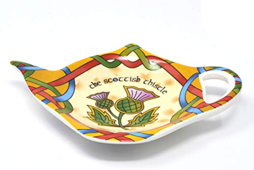 Royal Tara Scottish Tea Pot Shape Teabag Holder New Bone China with Scottland Thistle Width -5.90 inch