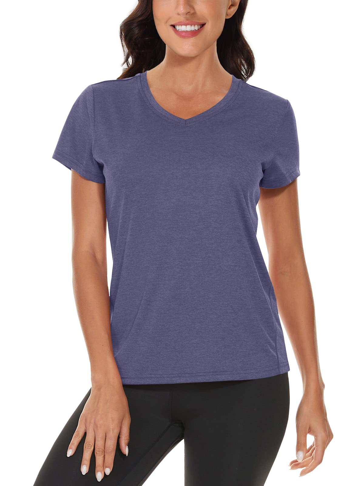 EKLENTSON Plus Size Tops for Women Activeweawr Sports Solid Loose Fit Sweatshirt Purple