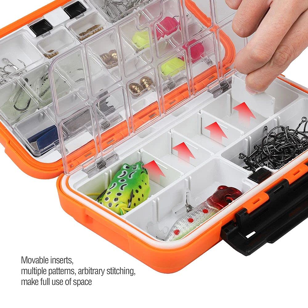 Fishing Tackle Box Fishing Accessories Multifunctional Opening and Closing Bait Box Bait Accessory Box(M,Grey)