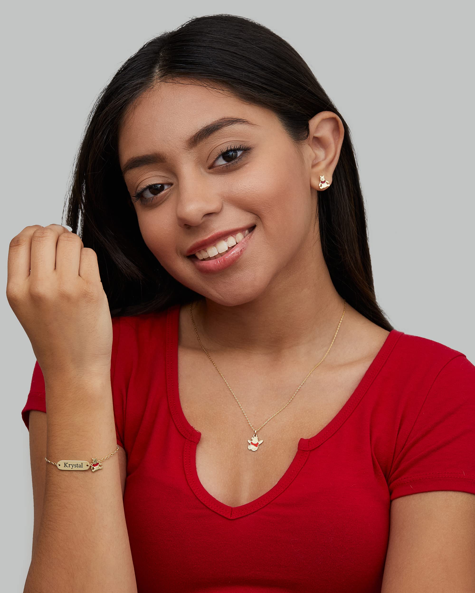 Disney Winnie the Pooh Earrings - Flash-Plated Stud Earrings - Winnie the Pooh Stud Earrings for Women