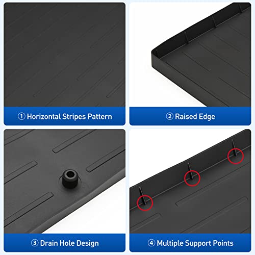 WOJIUBUXIN Under Sink Mat for Kitchen Waterproof 34" x 22" Flexible Silicone Sink Protector Mat for 36" Cabinet Black Kitchen Under Sink Drip Tray with Unique Drain Hole,Hold up to 3.3 Gallons Liquid
