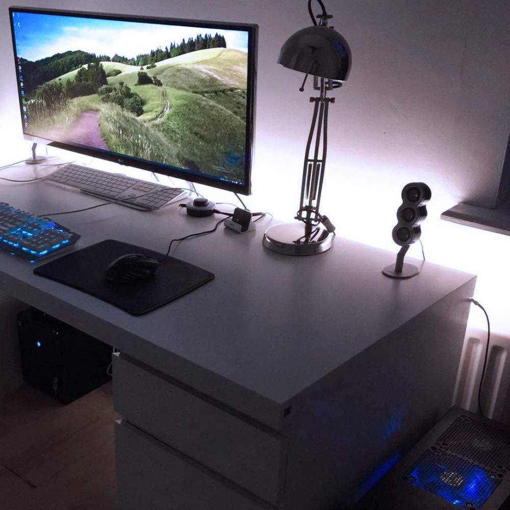 DS PC LED Strip via Magnetic for Computer Case Mid Tower Full Tower (White Lighting, SATA Connector, 39 inch Length, S Series)