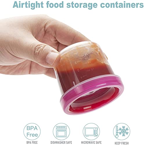 Mosville Small Containers with Lids - 6 Sets, 4 OZ Reusable and Leak Proof Salad Dressing Container and Condiment Containers, Baby Food Storage Containers Microwave & Dishwasher Safe…