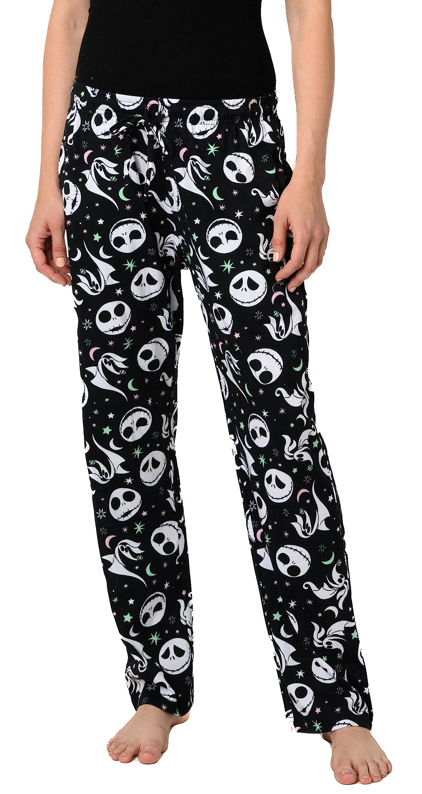 Disney Womens Lounge Pants Pajama Bottoms AOP (Jack Skellington & Zero, 1X)