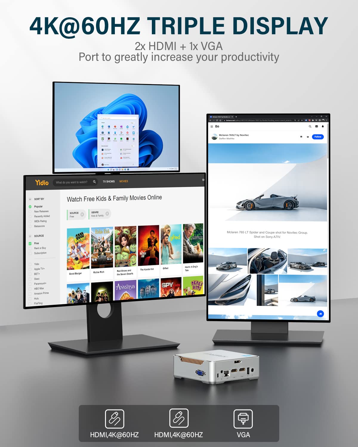KAMRUI GK3 Plus Mini PC,12th Alder Lake- N95 (up to 3.4GHz) 16GB RAM 512GB M.2 SSD Mini PC Windows 11 Pro, Gigabit Ethernet, 4K UHD, Dual Wi-Fi, BT 4.2 Home/Business Mini Desktop Computer