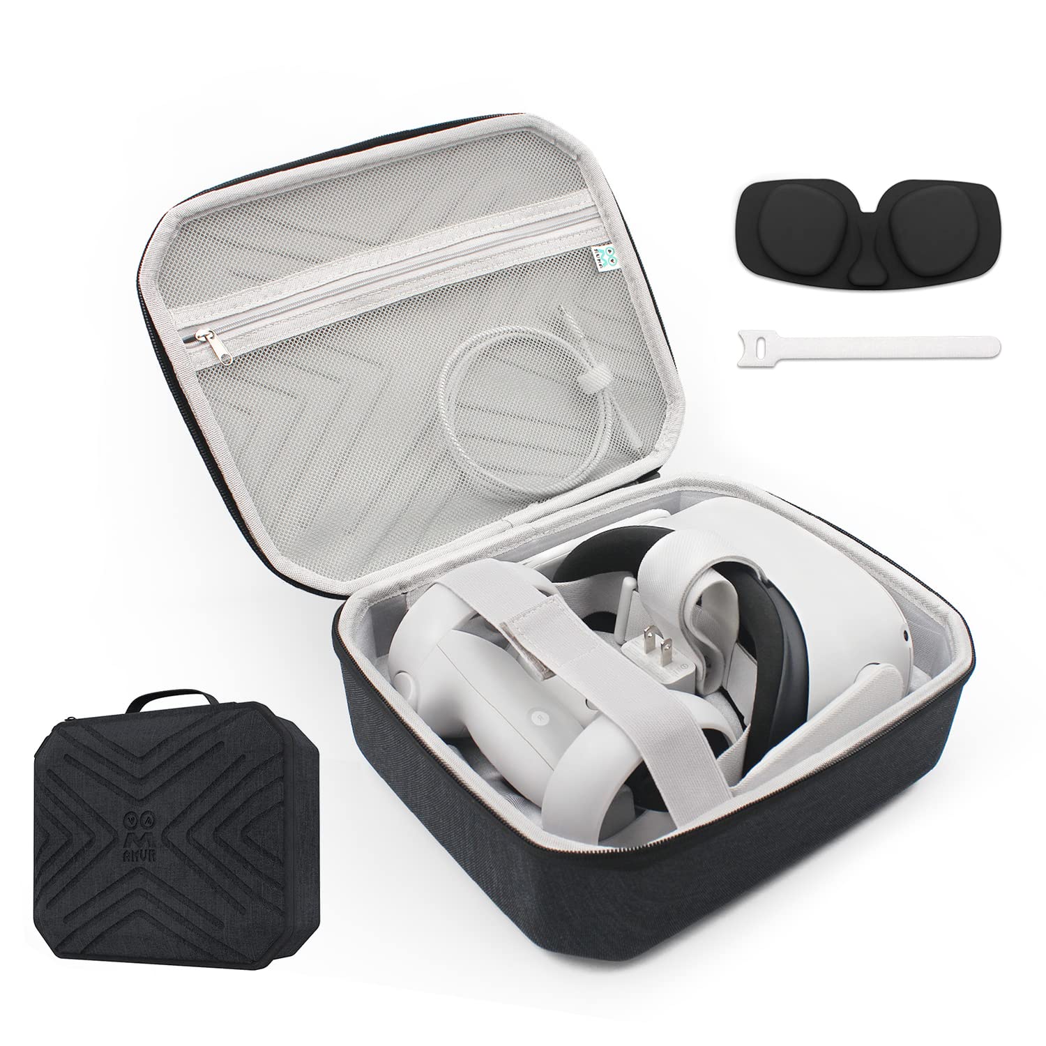 GOYERRNES Hard Carrying Case for Metal Oculus Quest 2 VR Gaming Headset, Original Head Strap Touch Controllers Accessories, EVA Hard Shell Bag for Travel and Storage (Size:10.82"x9.25"x4.72")