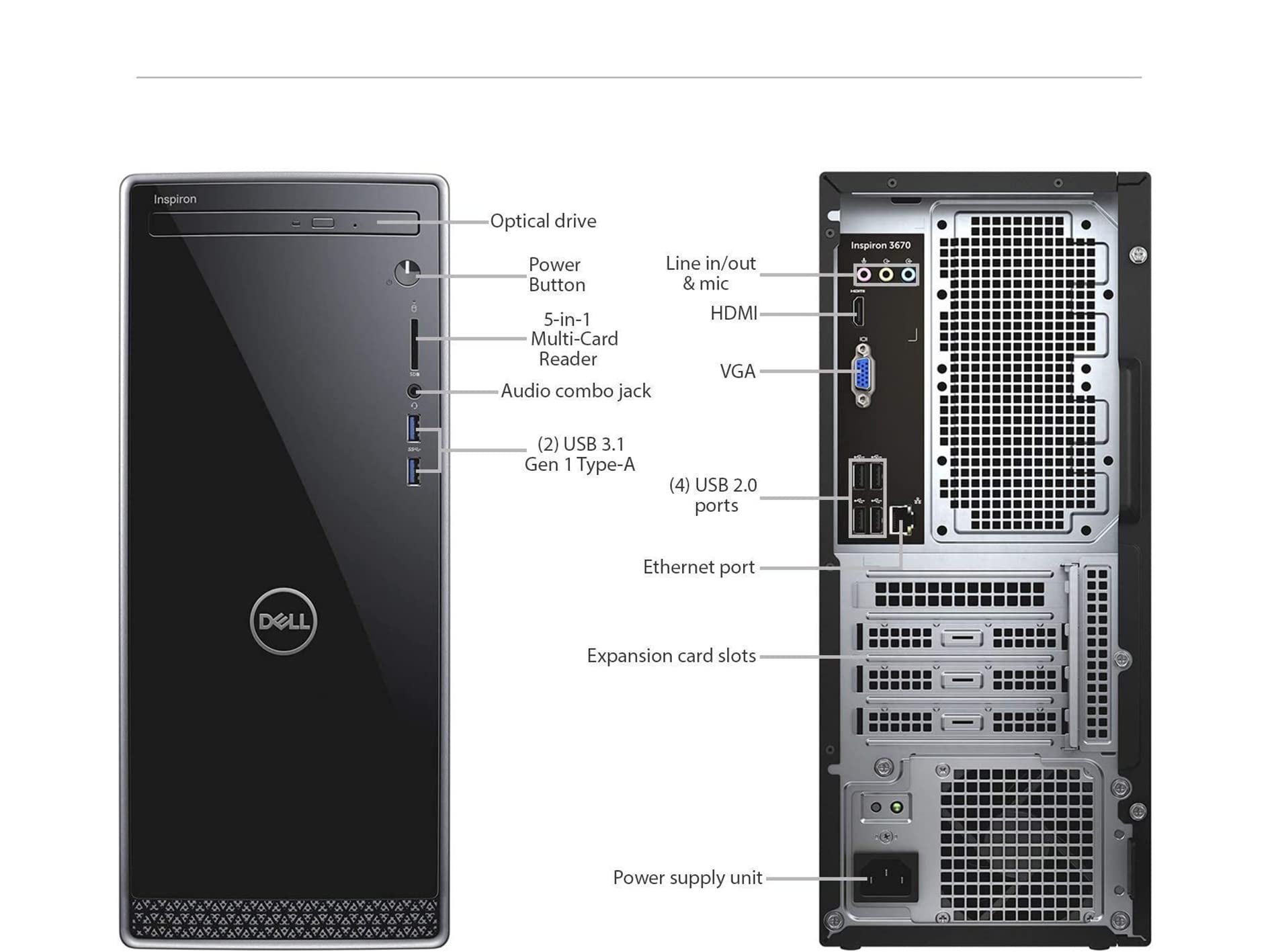 Dell Inspiron 3671 Desktop Gaming Desktop, Intel Core i7-9700 Processor, 32GB DDR4 RAM, 1TB PCIe SSD + 1TB HDD, WiFi, Bluetooth, DVDRW, HDMI, VGA, Windows 11 Pro, Black