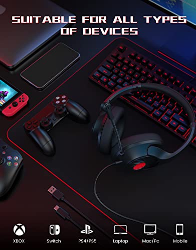 EKSA Ultralight USB Gaming Headset, Computer Headphones with AI Intelligent Noise Cancelling Microphone, 7.1 Surround Sound, Wired Headset for PC, PS4, PS5, Switch, Computer, Laptop