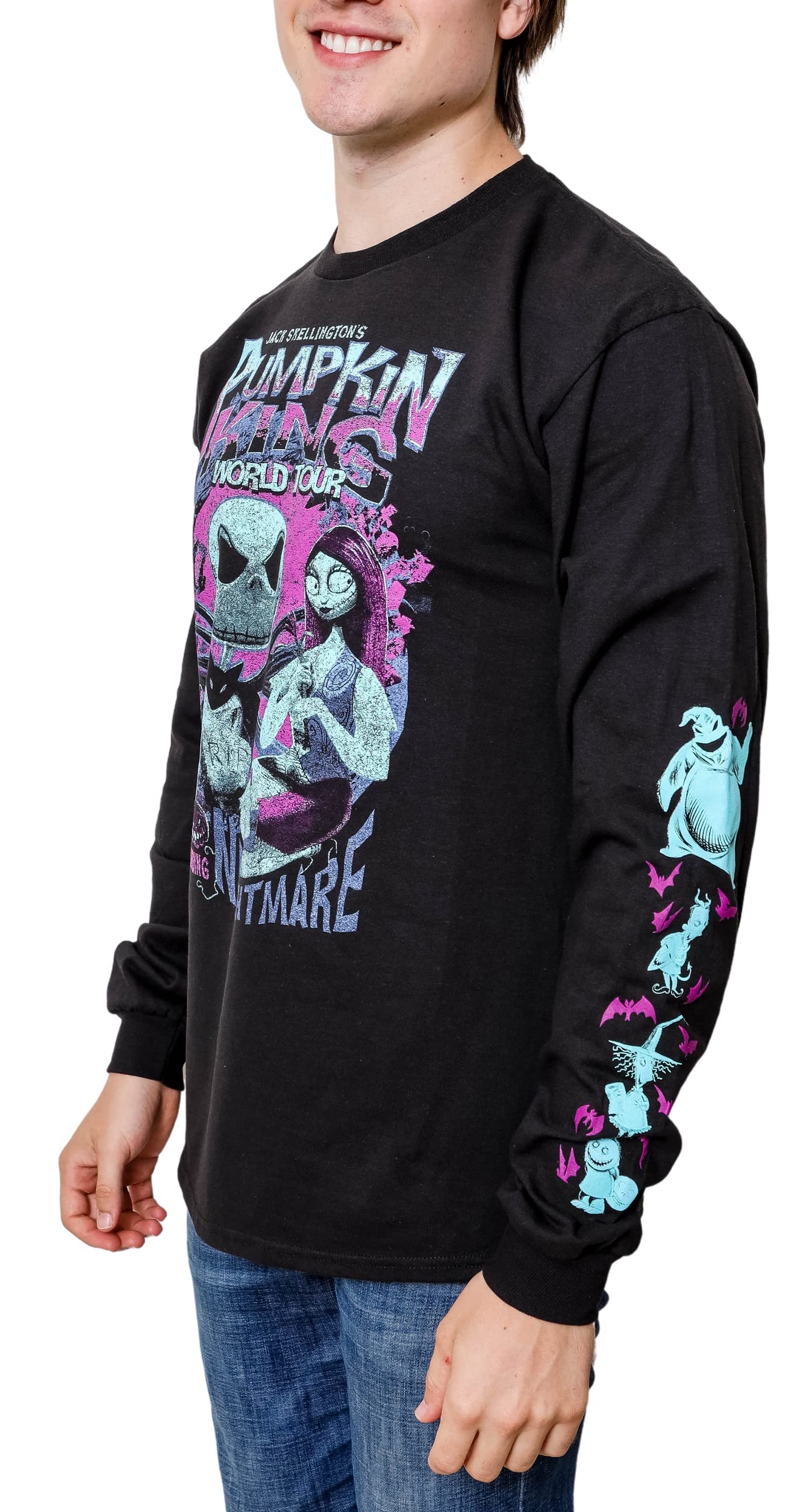 Disney Nightmare Before Christmas Jack Skellington World Tour Longsleeve T-Shirt(3XL, LS Black)