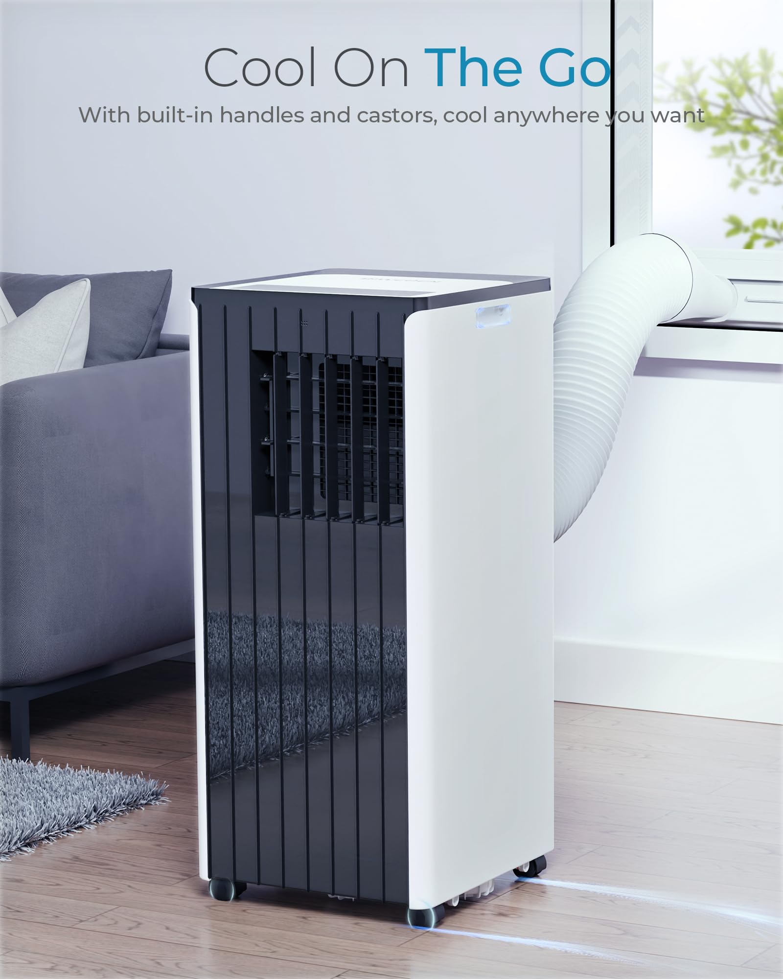 FIOGOHUMI 10000BTU Portable Air Conditioners - Portable AC Unit with Built-in Dehumidifier Fan Mode for Room up to 350 sq.ft. - Room Air Conditioner with 24H Timer & Remote Control Window Mount Kit