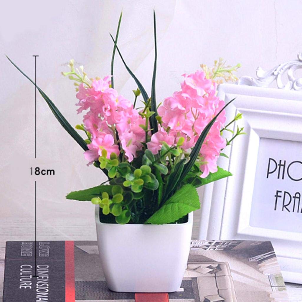 Dserw Artificial Flowers, Artificial Hyacinth Mini Potted Plants, Garden Office Cafe Wedding Party Desktop Fake Flower Pot Decoration
