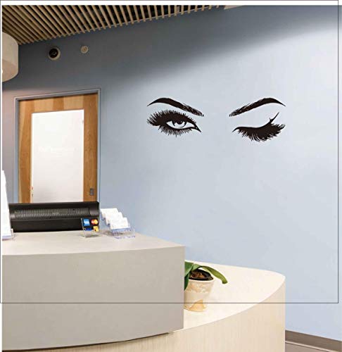 DXLING 49.2inch Large Beauty Salon Eyelash Wall Decor Stickers Make Up Store Home Decoration Murals (LC560 Black)