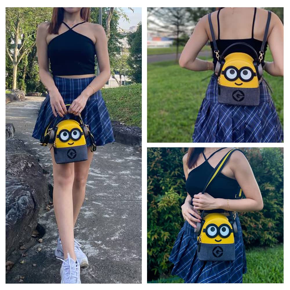 FION x Minions Mini Backpack Cute Leather Backpack Purse Small Handbag Shoulder Bag with Convertible Straps (Headphone Minion)