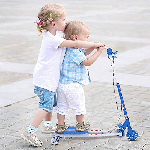 DSHUJC Folding Kick Scooter, Kids 3 Wheel Scooter, Tri Push Swing Scooter, with PU LED Flashing Wheels and Music Footboard, for Ages 4-16 Kids