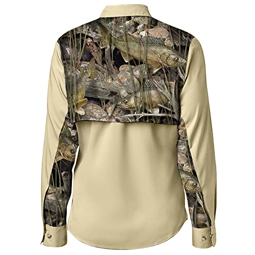 Fishouflage Ladies XL Walleye Lakeside Fishing Shirt - Camo Women's Guide Shirt