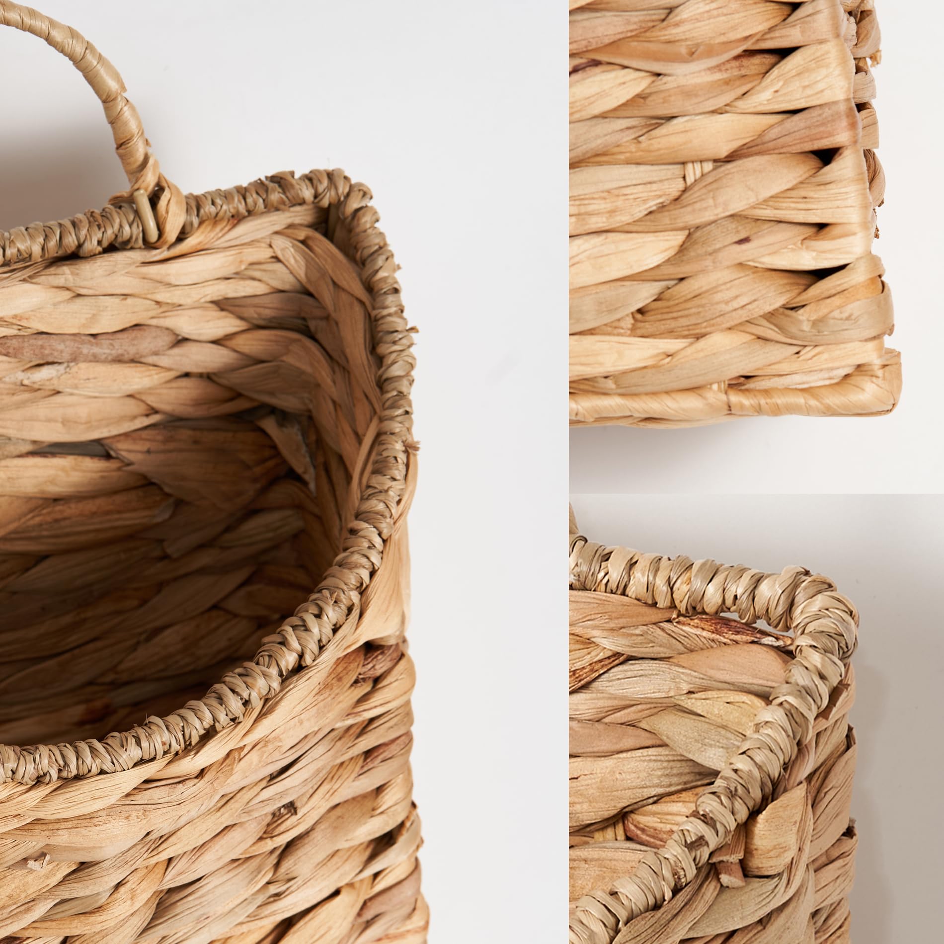 Hanging Basket, Woven Hyacinth,100% Handmade Wall Mount Storage Organize, Hangable Front Door Baskets for Flowers& Mail, Wicker Handmade Open Weave for organizing, Natural/Tan