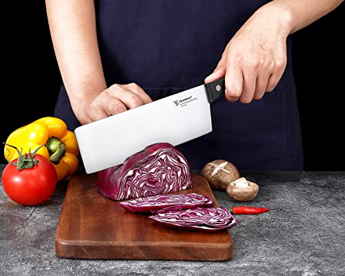 Humbee 7.5-Inch Nakiri Knife Razor Sharp High Carbon Stainless Steel Meat Cleaver, Vegetable Chopper Kitchen Knife Multipurpose Chef Knife