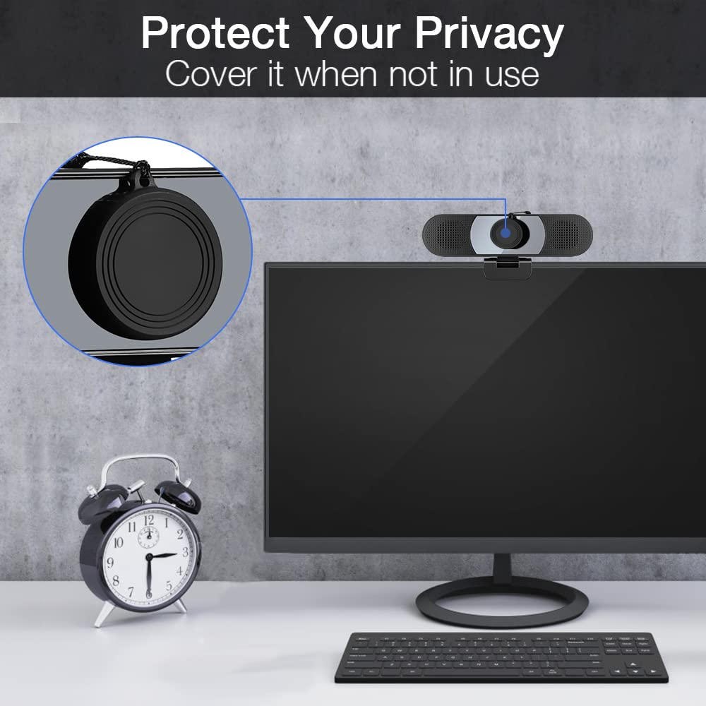 EMEET 3 in 1 Webcam - Streaming Webcam with Microphone, 2 Speakers & 4 Built-in Noise Reduction Microphones, C980 Pro 1080P HD Webcam for Video Conferencing/Gaming, Plug & Play, w/Cover - Gray
