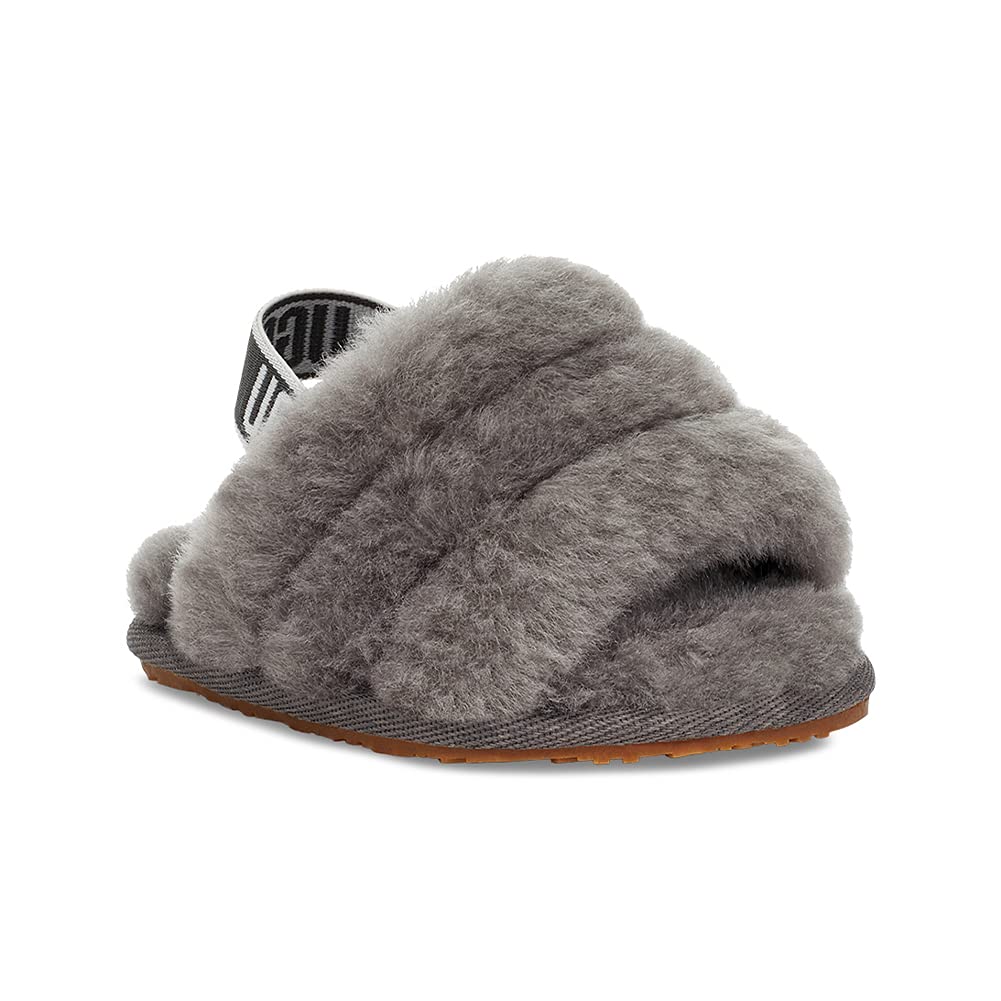 UGG Unisex-Child Fluff Yeah Slipper, Black Multi, 0-1 Infant