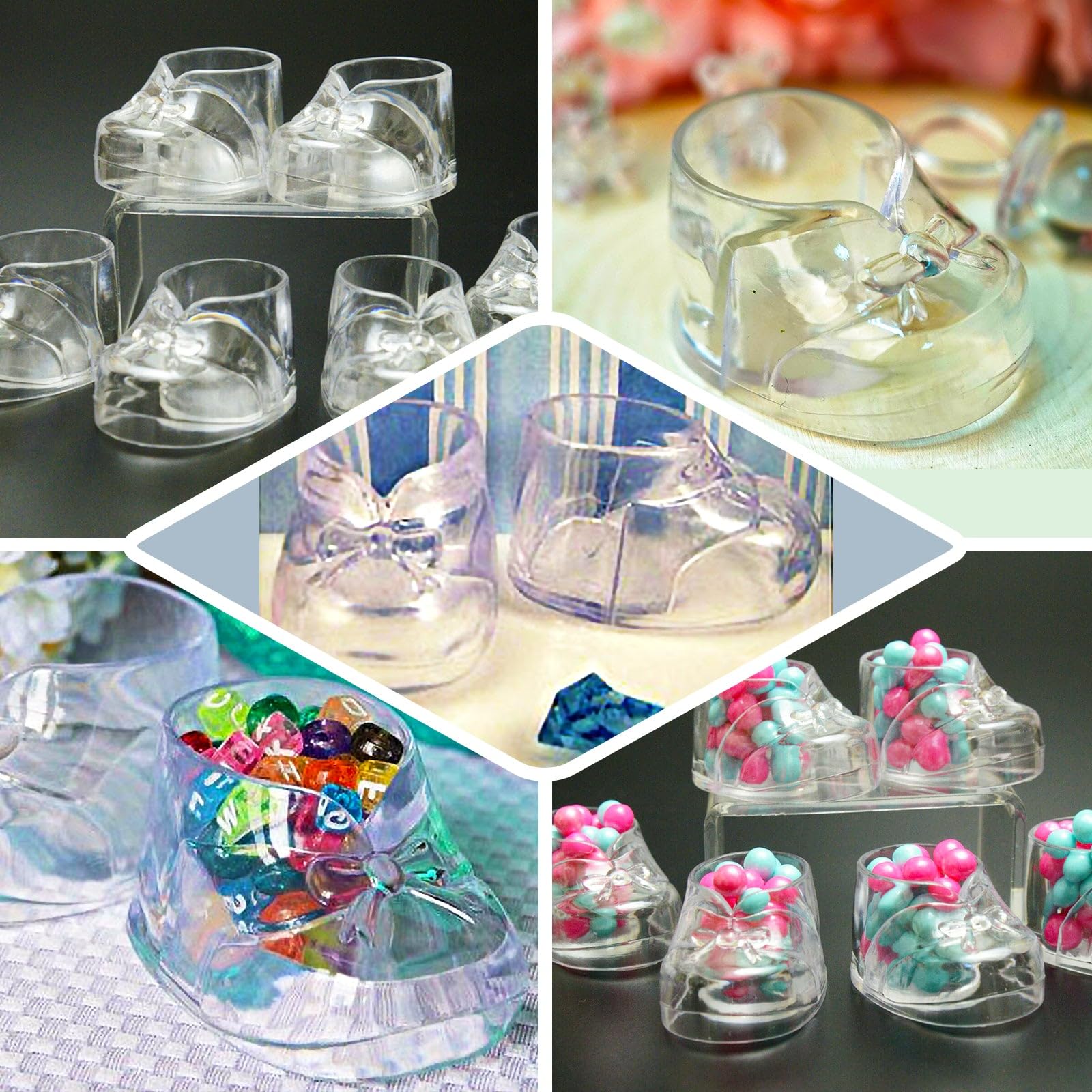 Efavormart 12 Pack Clear Fillable Baby Booties Shower Party Favor Gift