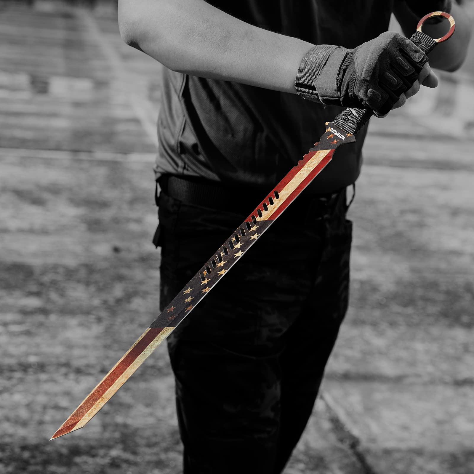 Dispatch Full Tang Tactical Katana Ninja Sword Machete Fixed Blade Combat Stainless Steel Blade with Sheath for Hunting, Outdoor Camping, Survival