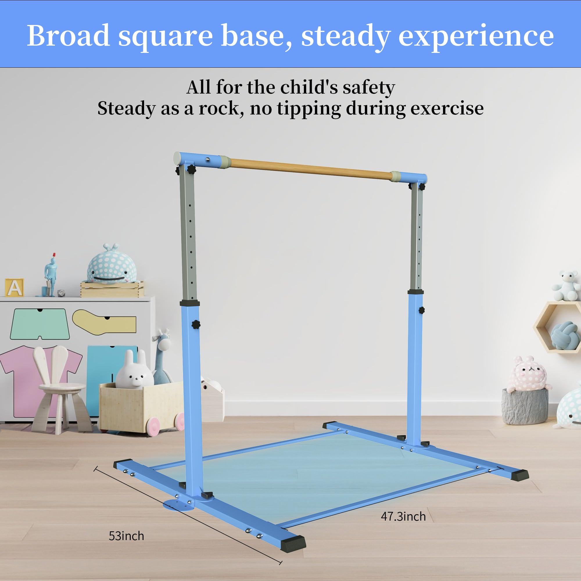 EL&IT·Wings Gymnastic Kip Bar,Horizontal Bar for Kids Girls Junior,3' to 5' Adjustable Height,Home Gym Equipment,Ideal for Indoor and Home Training,300lbs Weight Capacity