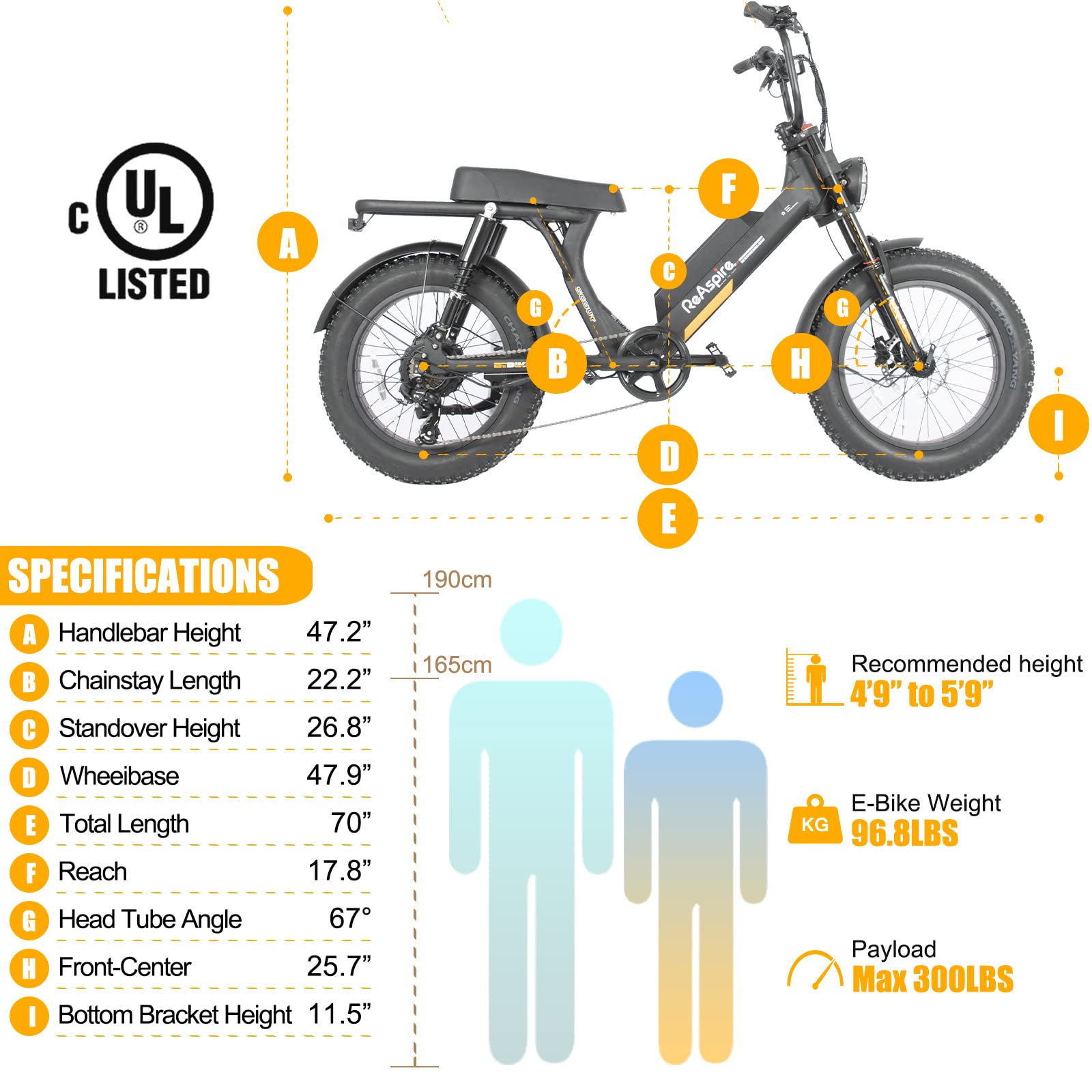 FIOTAS ReAspire Electric Bikes for Adults, 750W BAFANG Motor, 48V 20.1/16.7Ah Battery & 65 Miles Range Dirt E Bikes with 4.0 LCD Display 20'' Fat Tire Commuter with Removable Battery