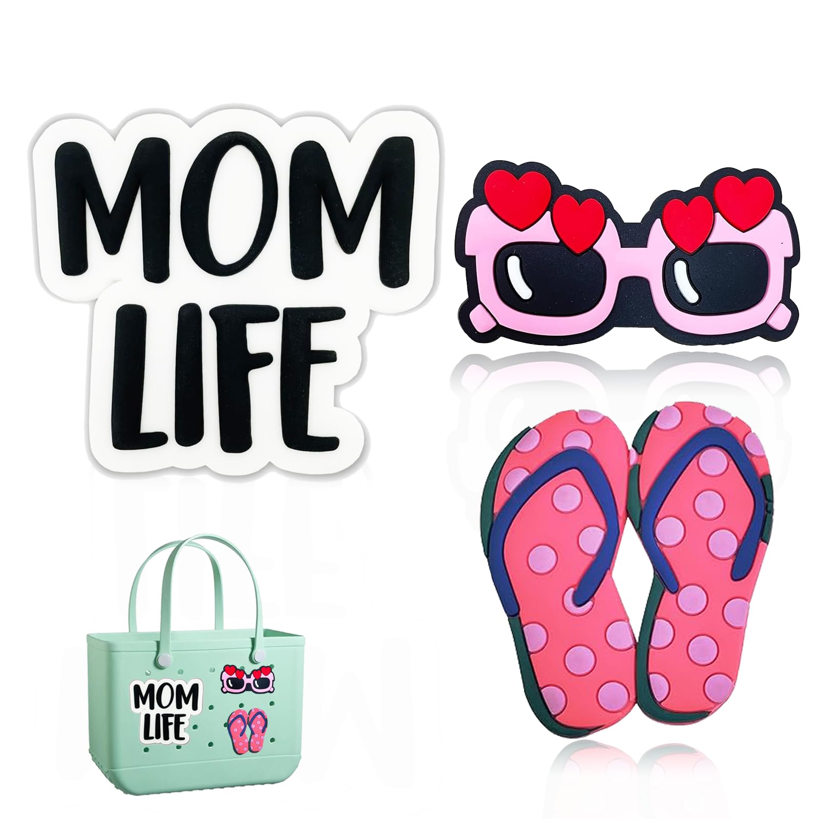 Hroatpk 3pcs Charms for Bogg Bag, Bogg Bag Accessories Decorative Charms Insert Charms Compatible with Bogg Bag, Beach Bag, Rubber Tote Bag (Summer)