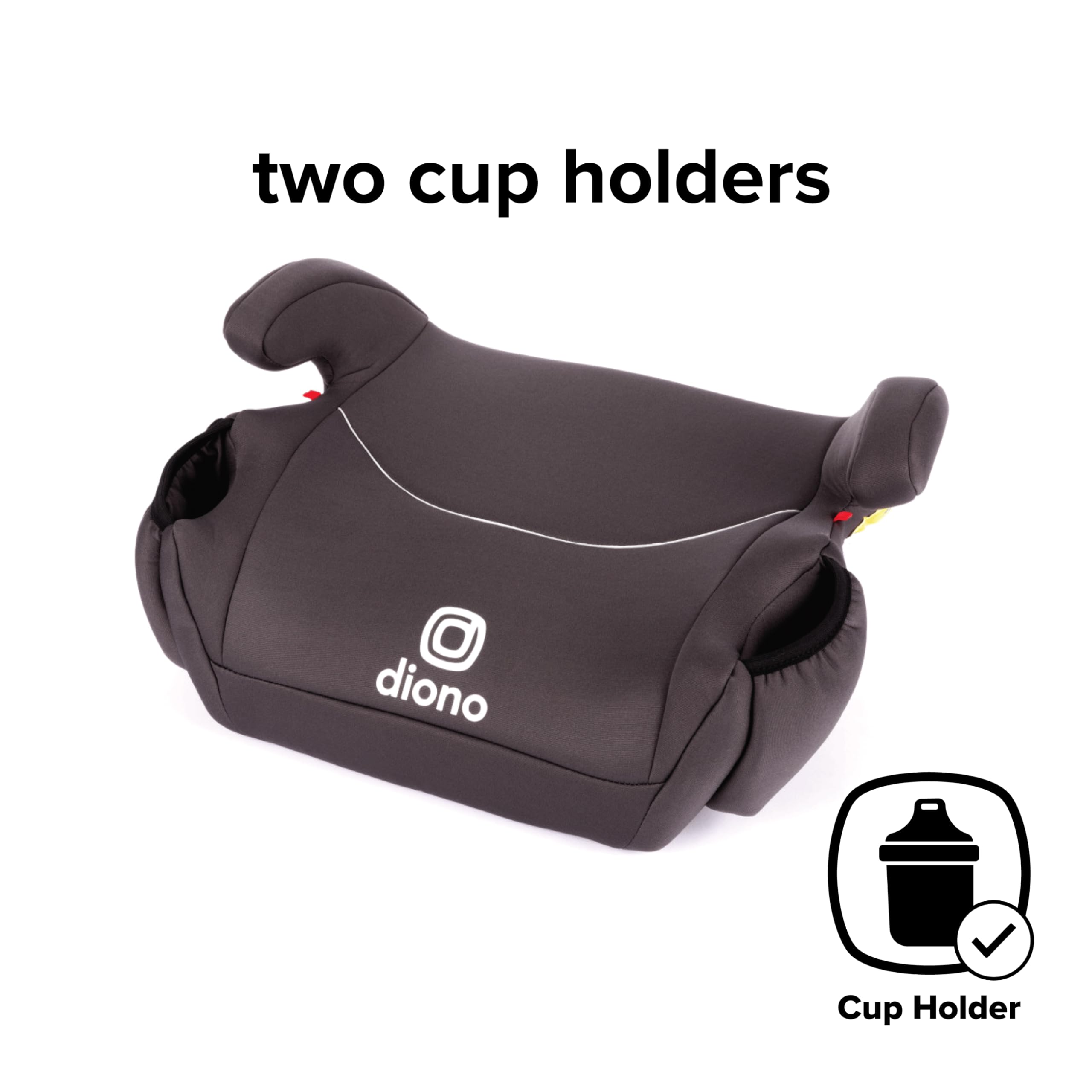 Diono Solana 2022, No Latch, Pack of 2 Backless Booster Car Seats, Lightweight, Machine Washable Covers, Cup Holders, Black
