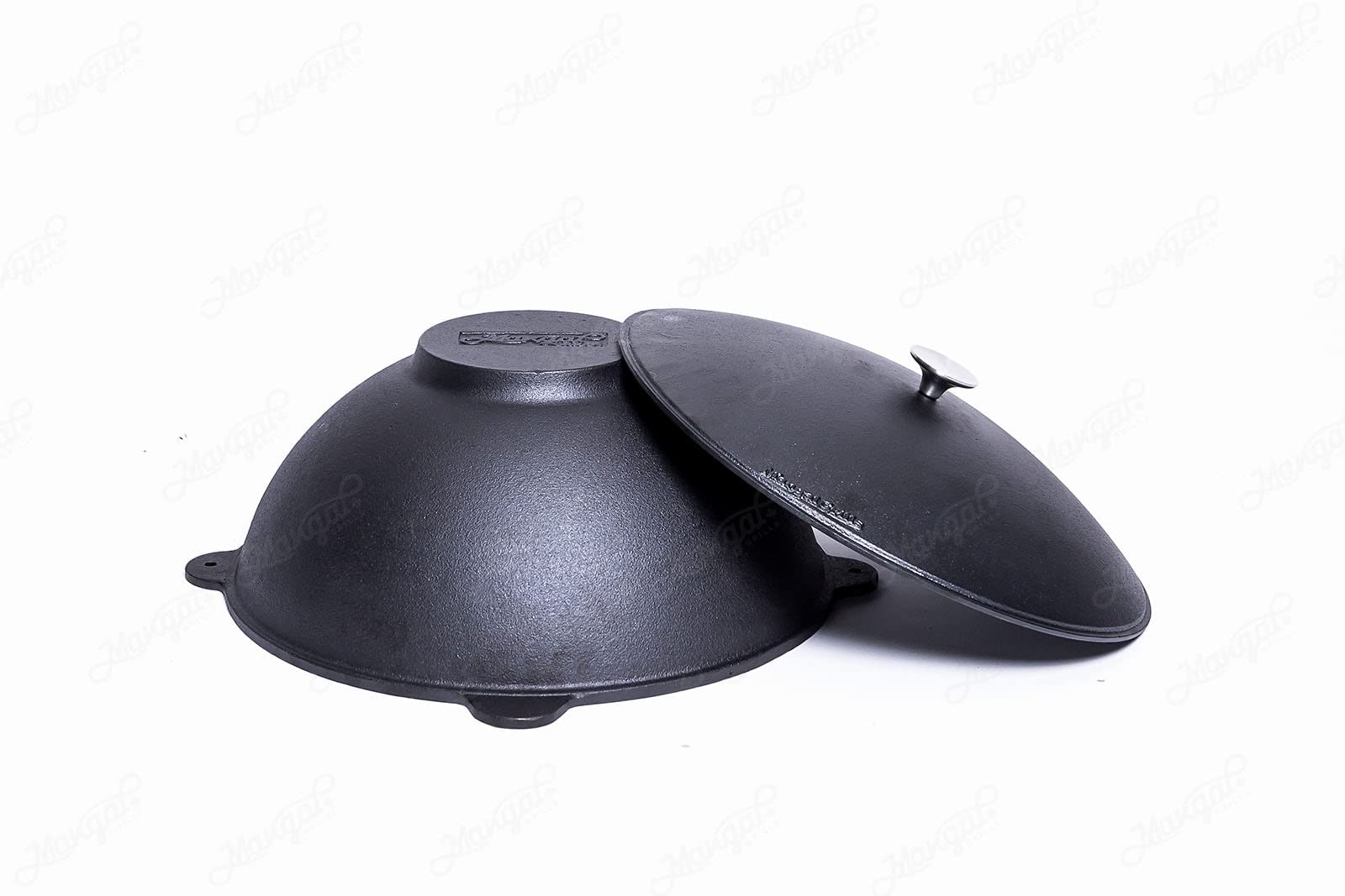 MangalGrills Kazan Cast Iron Cauldron Qazan Qozon Kadai Caldero Plov Pilaf Shorpa Uzbek Wok (9L-2.3Gal.)